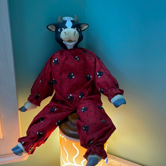 Accents | Vintage Whimsical Cow Shelf Sitter In Cute Cow Pajamas | Poshmark